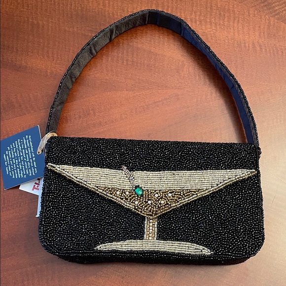 T.J.Maxx | Bags | Elegant Black Beaded Martini Cocktail Shoulder Bag ...